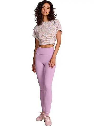 Pink Soft Seamless Foldover Leggings - Purple