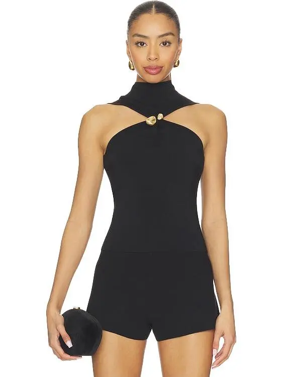Cult Gaia Katherine Top With Metallic Detail - Black