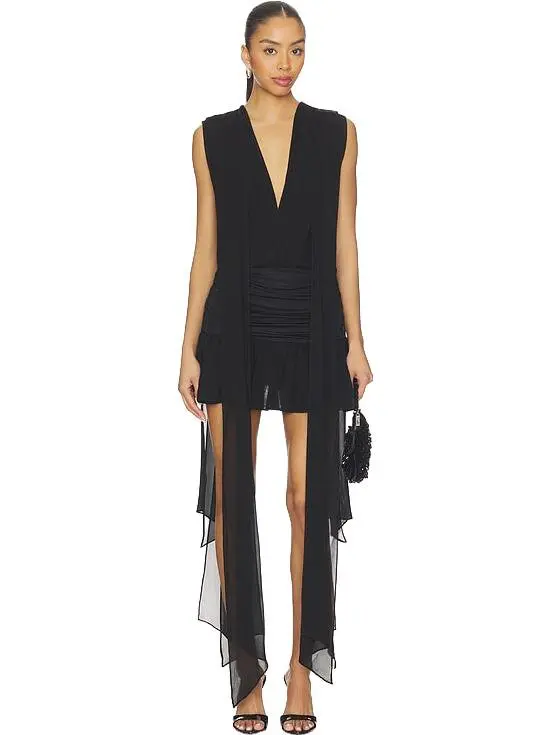 Blumarine Georgette Dress With Jersey - Black