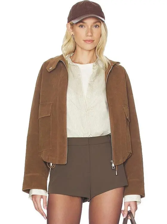 Apparis Kate Faux Suede Bomber Jacket - Brown