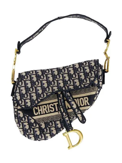FWRD RENEW Dior Trotter Oblique Saddle Bag - Blue