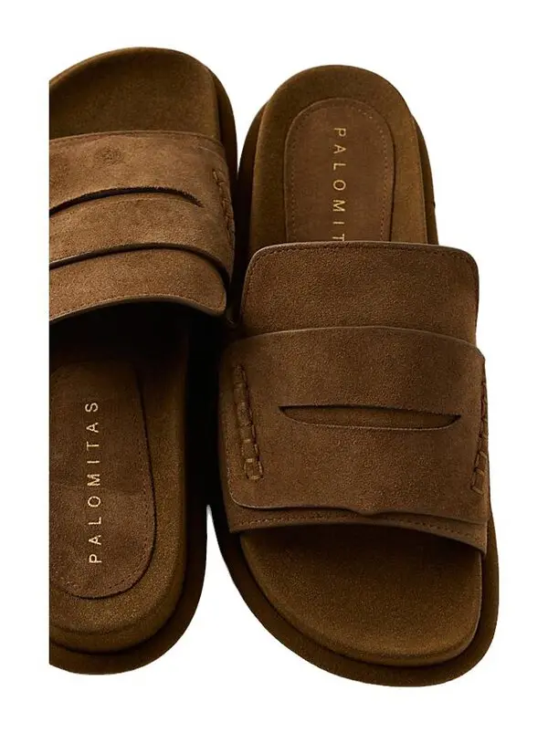 PALOMA BARCELO Caliope Loafer Sandals - Brown Suede