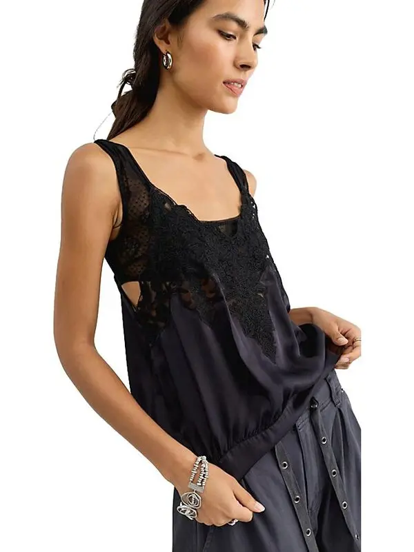 Free People Reya Lace Top - Black Combo