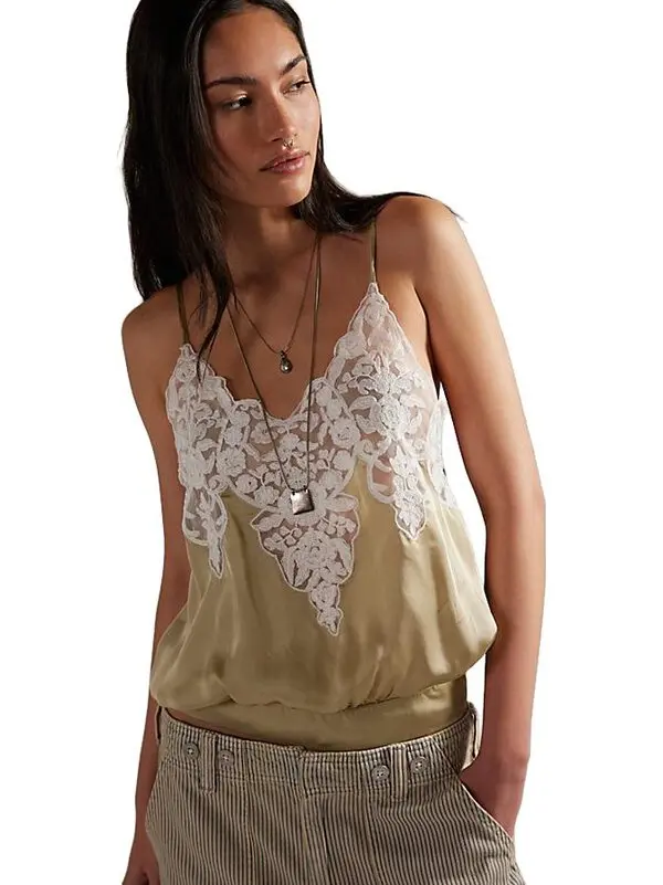 Free People Reya Lace Top - Green