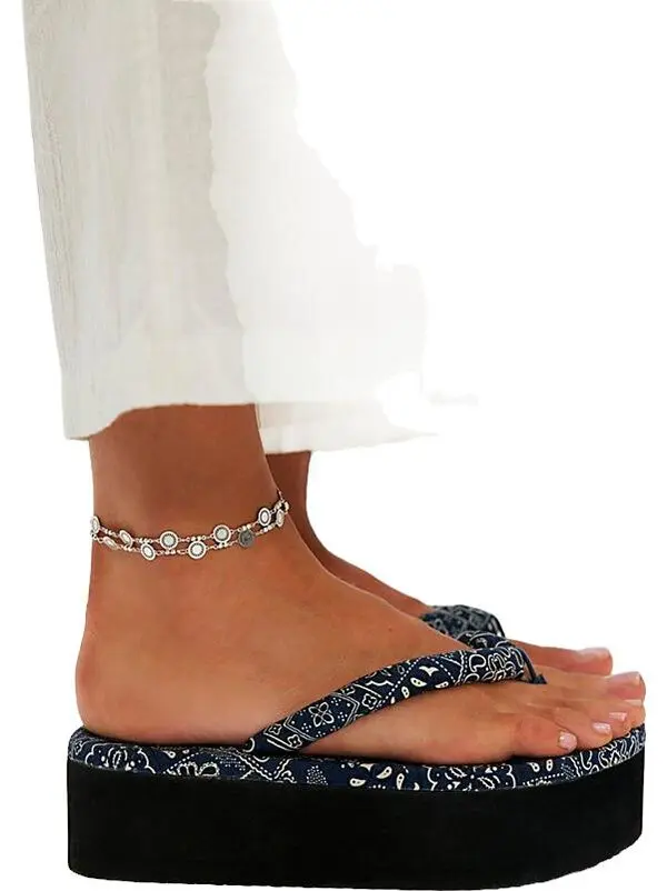 Seychelles Platform Flip Flops - Navy Bandana