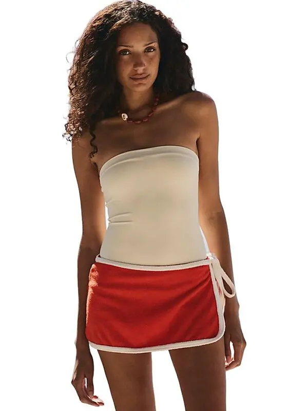 Free People Fire Me Up Terry Skort - Cherry Swizzle Combo