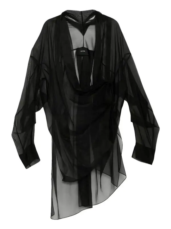 GAZ DE LIN Draped Blouse - Black