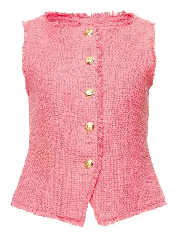 Cinq À Sept Camen Button Bouclé Vest - Pink