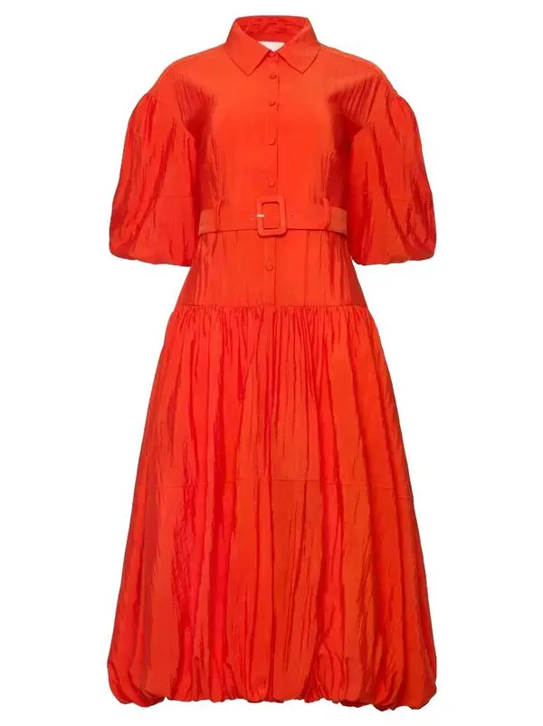 Cinq À Sept Daliah Belted Balloon-sleeve Midi Dress - Red