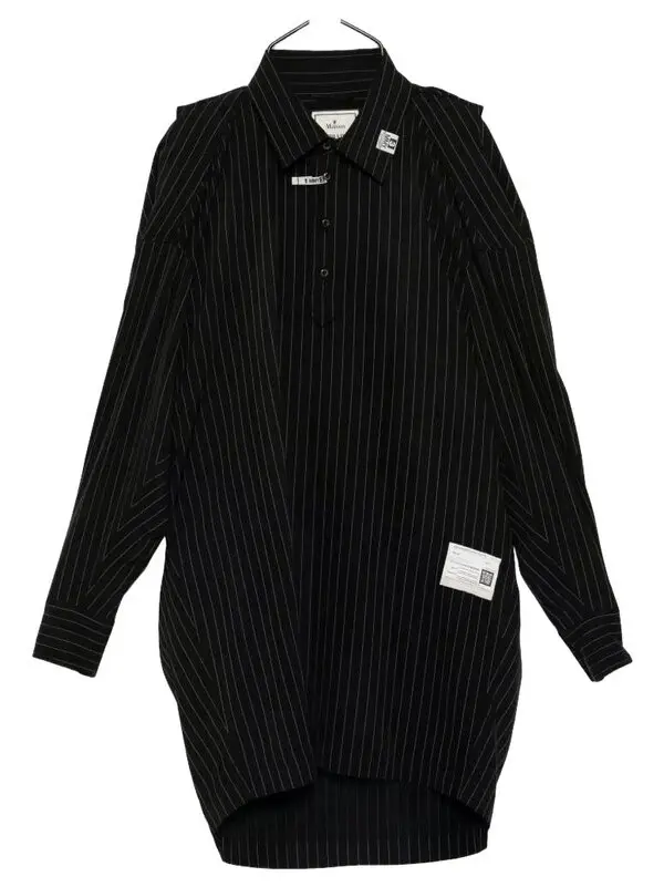 Mihara Yasuhiro Pinstripe Mini Shirt Dress - Black