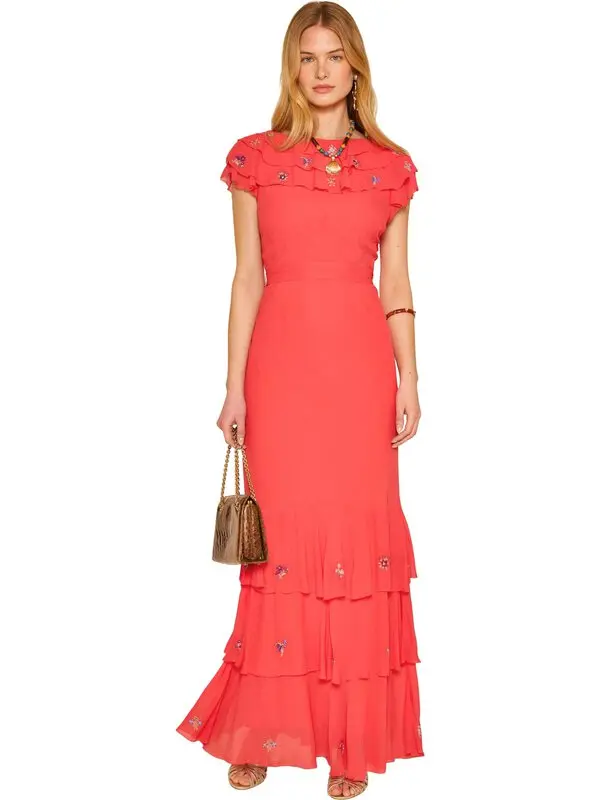 Rixo Rio Coral Gown - Red