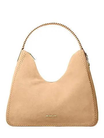 Michael Kors Nayla Medium Suede Hobo Shoulder Bag - Brown
