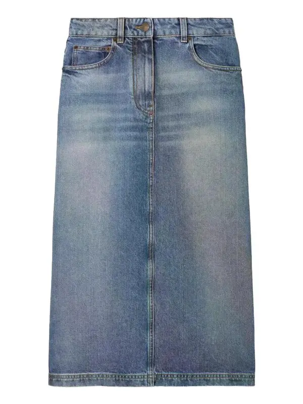 Tory Burch Denim Skirt With Asymmetrical Slit - Blue
