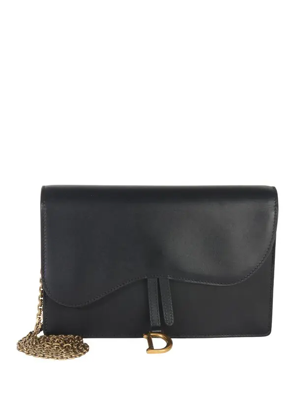 Dior Smooth Calfskin Saddle Chain Clutch - Black
