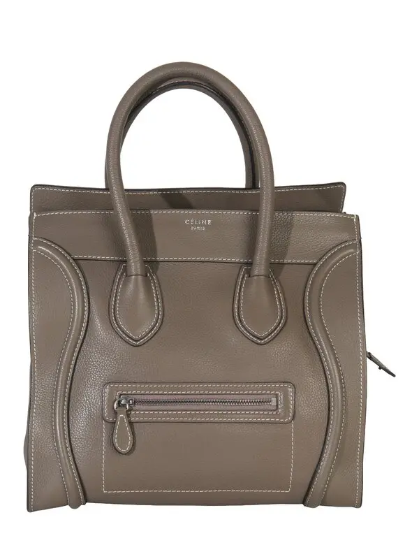 Celine Souris Drummed Calfskin Mini Luggage Tote - Gray