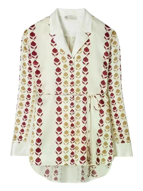 Tory Burch Printed Silk Shirt - Neutrals