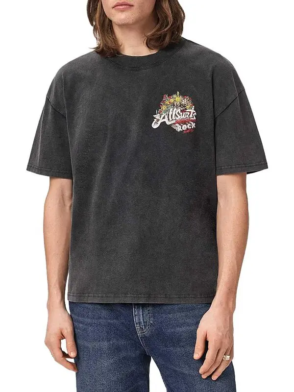 ALLSAINTS International Rock Festival Crewneck T-shirt - Washed Black