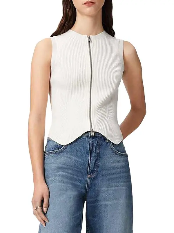 ALLSAINTS Cruz Zip Waistcoat - Chalk White