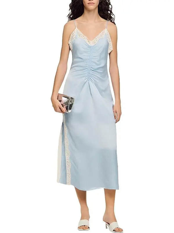 Sandro Gaiana Satin Effect Lace Dress - Sky Blue