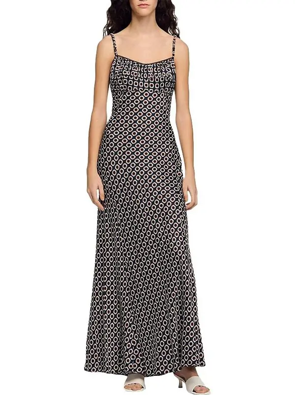 Sandro Dona Floral Slip Maxi Dress - Deep Blue