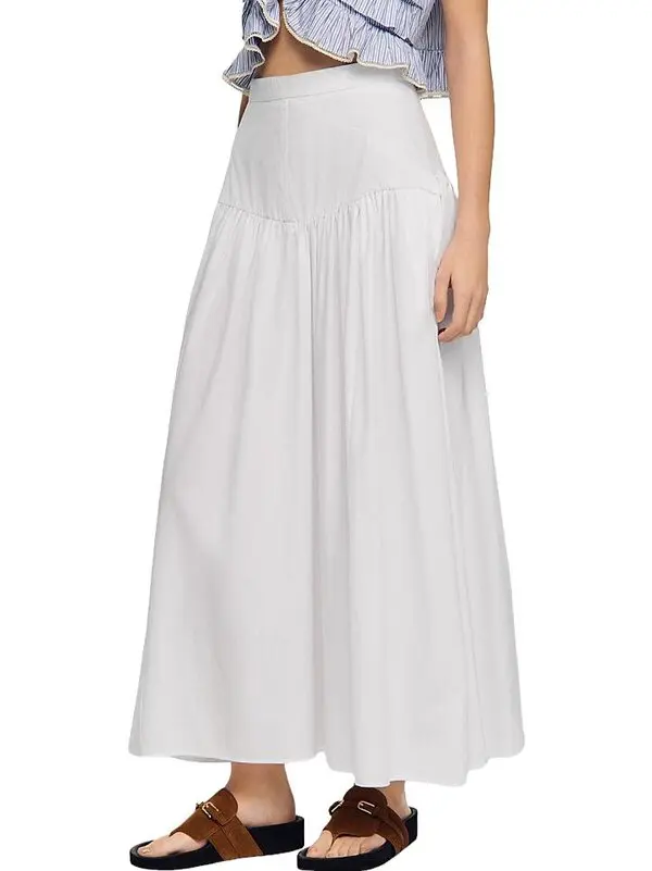 Sandro Aleonor Poplin Maxi Skirt With Tie Detail - White