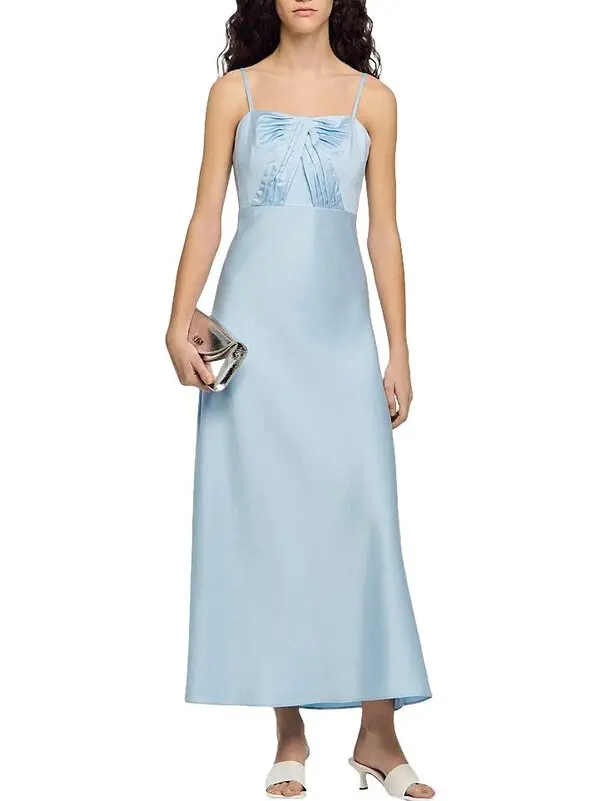 Sandro Cinderella Satin Effect Maxi Dress - Blue Sky