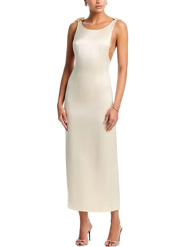 AYA MUSE Lumen Bow Trim Dress - Champagne