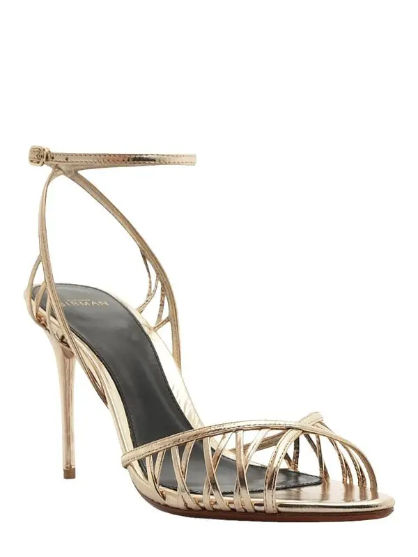 ALEXANDRE BIRMAN Solene Strappy Leather Sandals - Golden