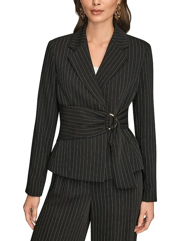 Donna Karan New York Belted Blazer With D-ring - Black Cream