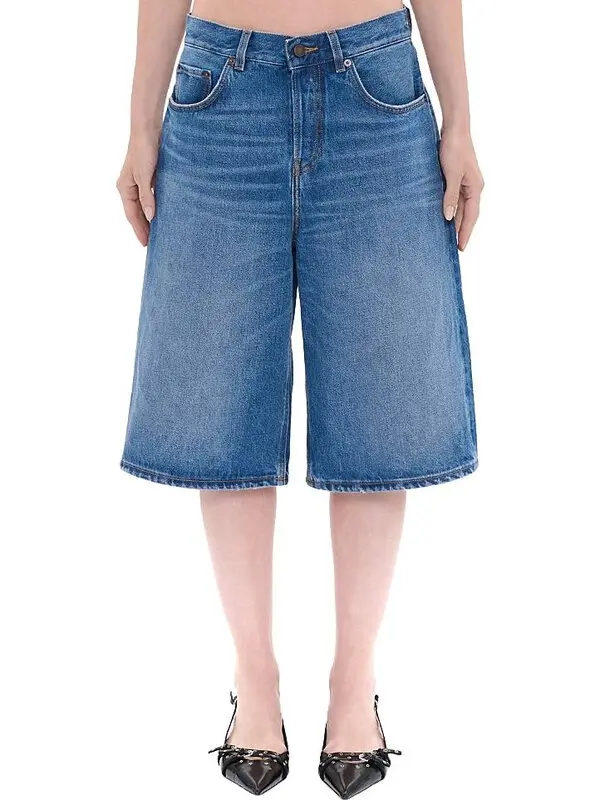 HAIKURE Becky Mid Rise Denim Shorts - Real Blue