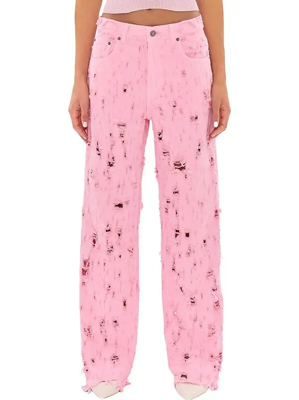 HAIKURE Bonnie Bull Destroyed Jeans - Flamingo