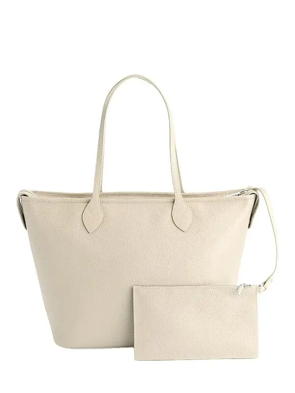 ROYCE NEW YORK East West Leather Tote With Wristlet - Taupe