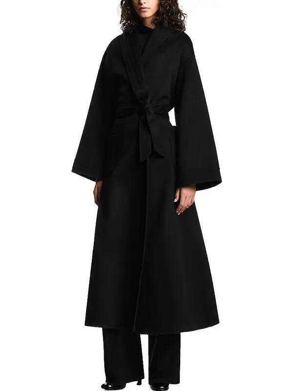 Emporio Armani Shawl Collar Belted Coat - Black