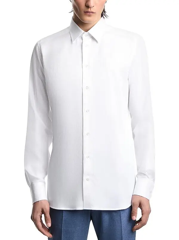 Emporio Armani New York Regular Fit Textured Dress Shirt - White