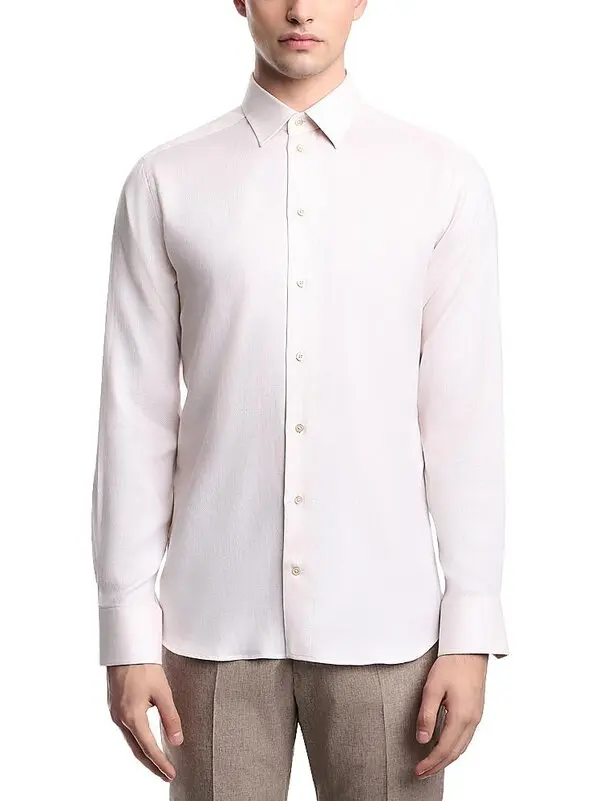 Emporio Armani New York Regular Fit Textured Dress Shirt - Tan
