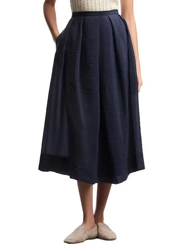 Emporio Armani Techno Creponne Midi Skirt - Mineral Blue