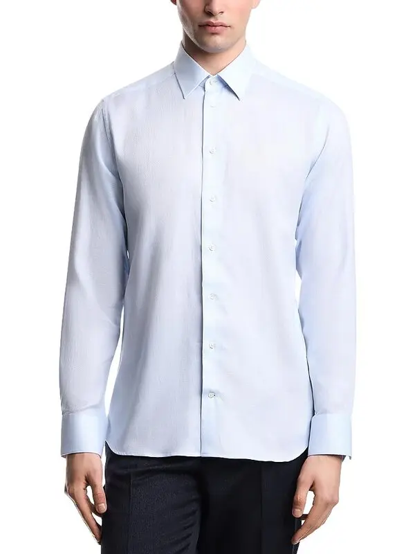 Emporio Armani New York Regular Fit Textured Shirt - Light Blue