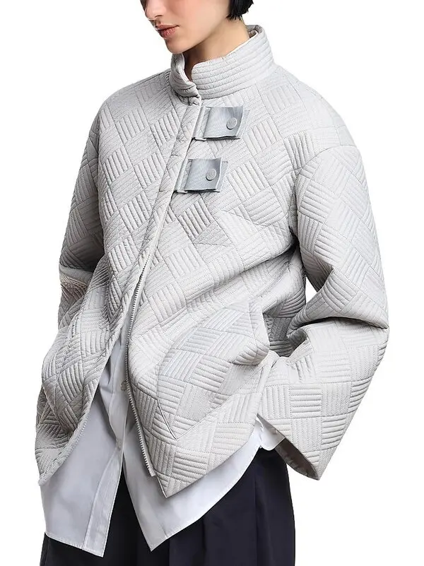 Emporio Armani Geometric Quilted Peacoat - Quiet Grey