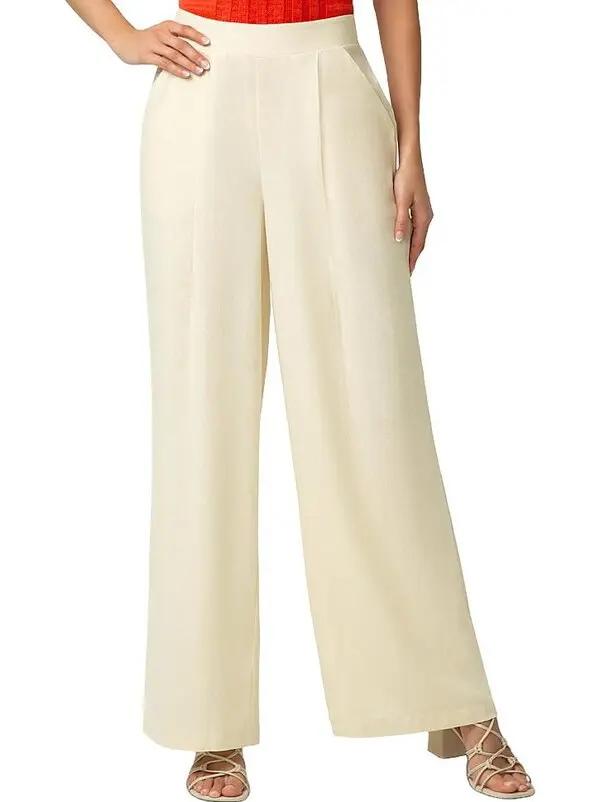 Hue Coastal Palazzo Pants - Ecru