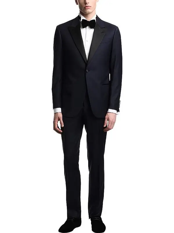 Emporio Armani G Line Regular Fit Single Breasted Peak Lapel Tuxedo In Virgin Wool - Navy Blue