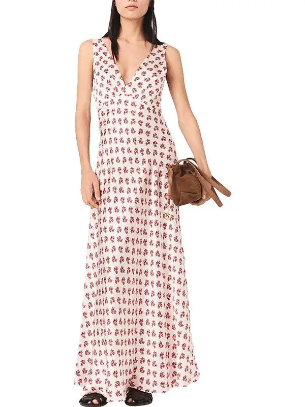Maje Renisity Printed Silk Dress - Red Small Flowers