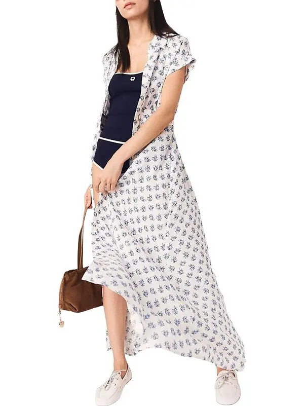Maje Jacquard Print Maxi Dress - Blue Small