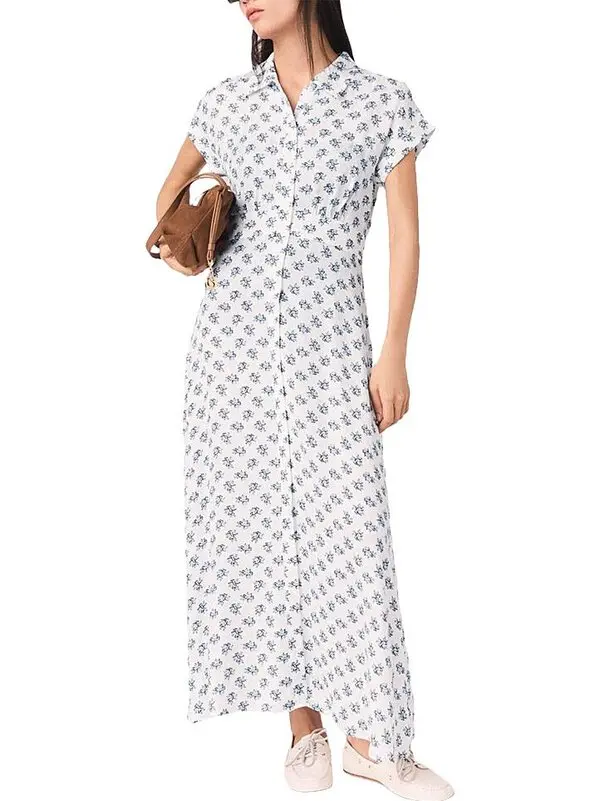 Maje Jacquard Print Maxi Dress - Blue Small