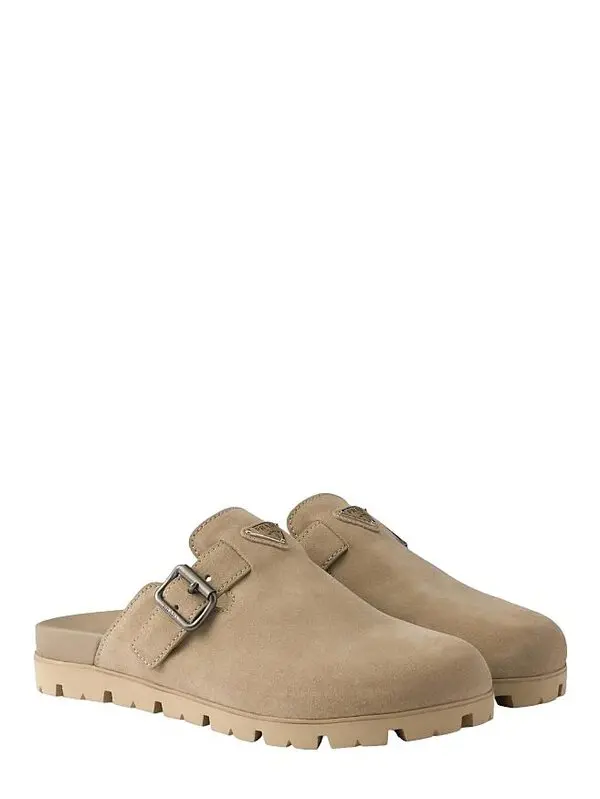 Prada Suede Mules - Neutral
