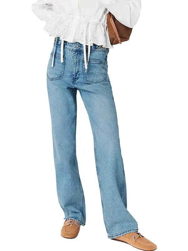Maje Pantro Chain Waist Straight Jeans - Blue