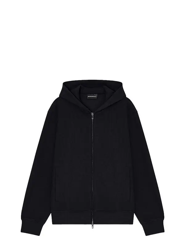Emporio Armani Travel Essentials Interlock Zip Up Sweatshirt - Navy Blue