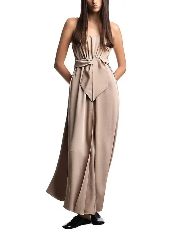 Emporio Armani Crepe Twill Sleeveless Maxi Dress - Dune