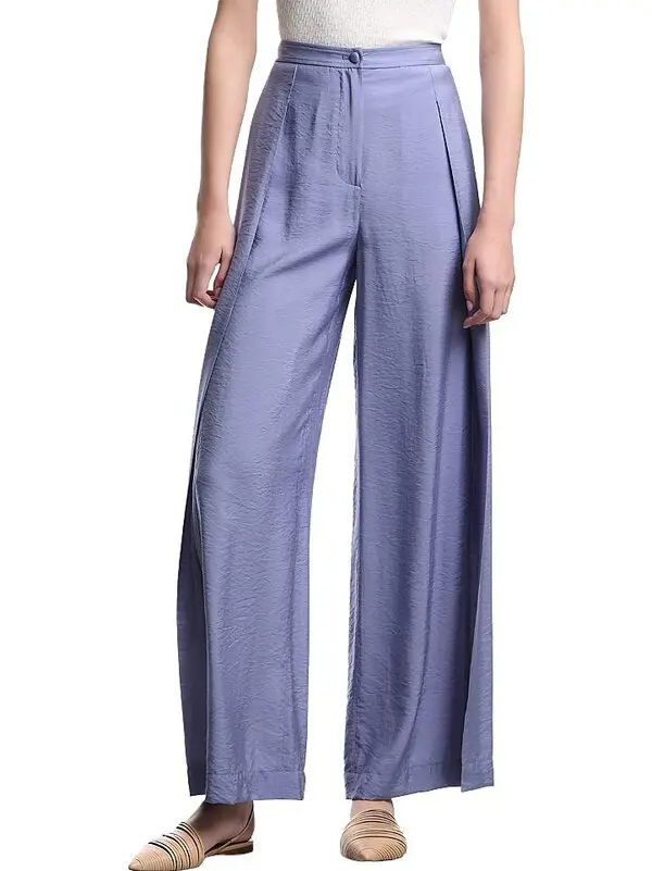 Emporio Armani Techno Rayon Wide Leg Trousers - Mauve