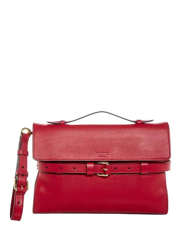 Moschino Tie Me Leather Clutch - Red