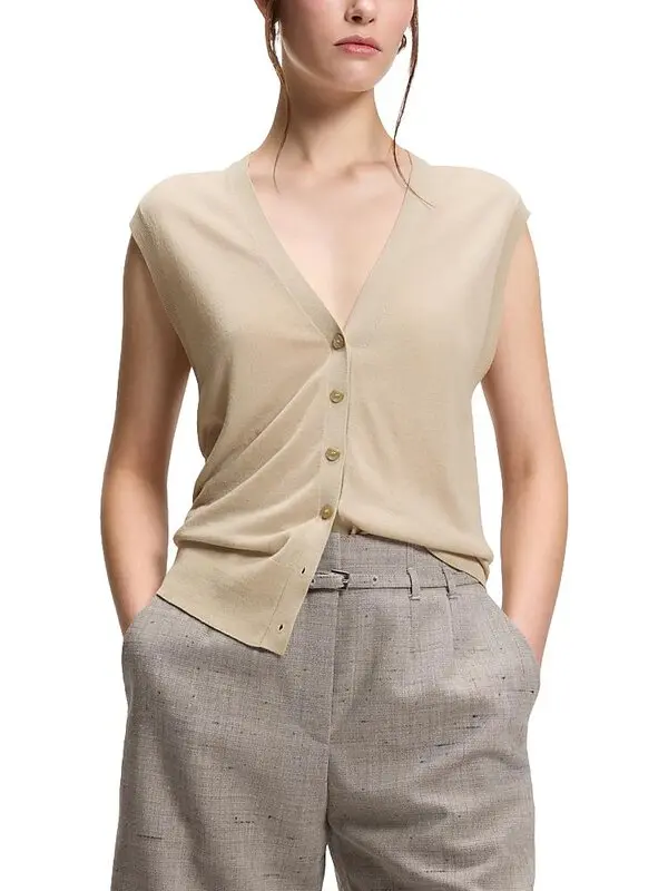 BOSS Fumi Sleeveless Sweater Vest - Pumice